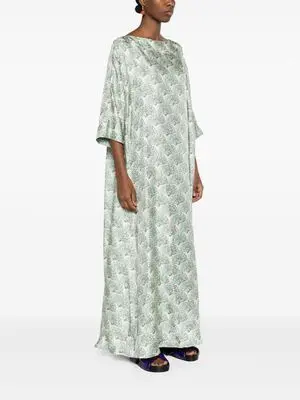 La DoubleJ Fans-print Maxi Dress