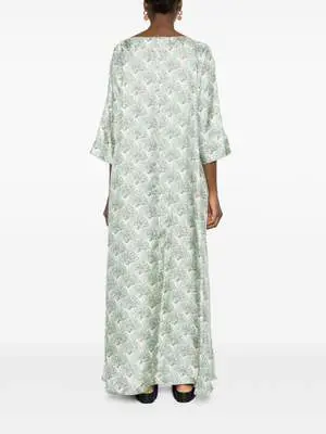 La DoubleJ Fans-print Maxi Dress