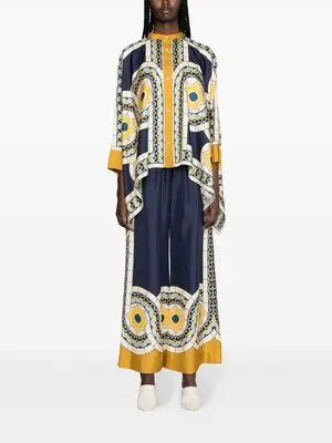 La DoubleJ Geometric-print Silk Shirt - Blue