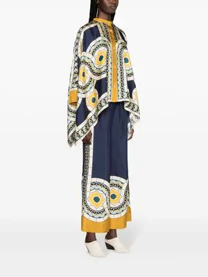 La DoubleJ Geometric-print Silk Shirt - Blue