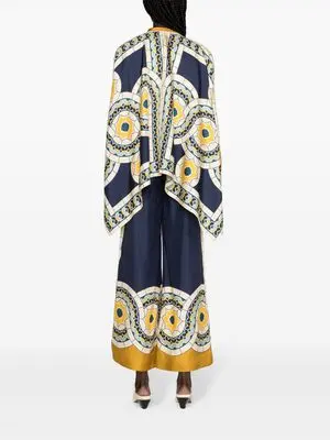 La DoubleJ Geometric-print Silk Shirt - Blue