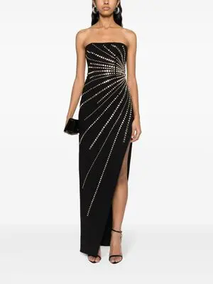 NISSA Mirrored-studs Asymmetric Maxi Dress
