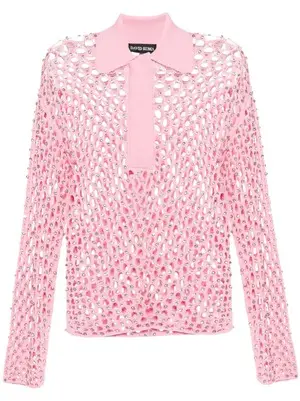 David Koma Crystal-embroidered Net Top