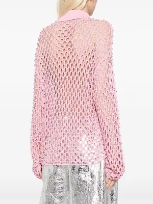 David Koma Crystal-embroidered Net Top