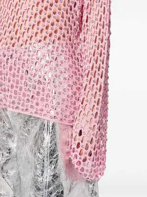 David Koma Crystal-embroidered Net Top