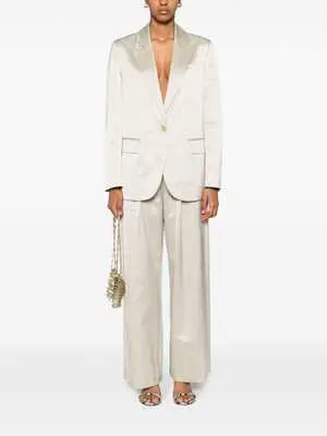 FORTE_FORTE Single-breasted Satin Blazer - Neutrals