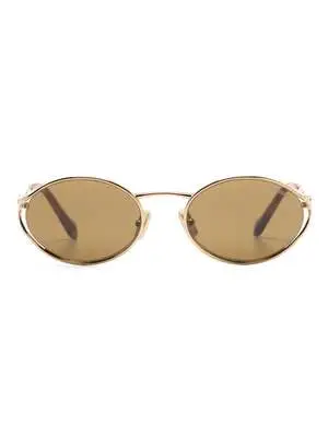 Miu Miu-Miu Miu Eyewear Logo Round-Frame Sunglasses