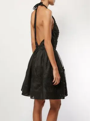 Oscar De La Renta Embellished Backless Dress