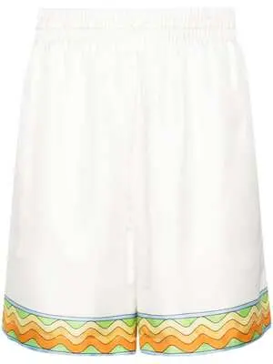 Casablanca Afro Cubism Tennis Club Silk Shorts - White