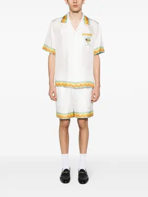 Casablanca Afro Cubism Tennis Club Silk Shorts - White