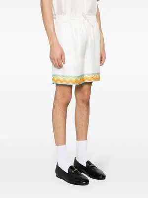 Casablanca Afro Cubism Tennis Club Silk Shorts - White