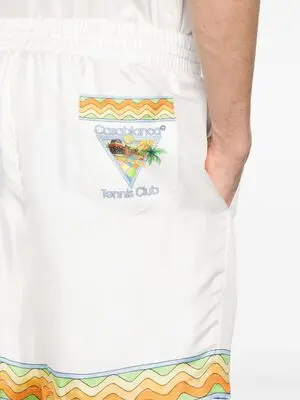 Casablanca Afro Cubism Tennis Club Silk Shorts - White