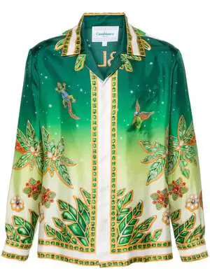 Casablanca Joyaux D'afrique Long Sleeve Silk Shirt - Green