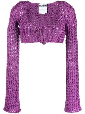 Moschino Open-knit Cropped Top - Purple