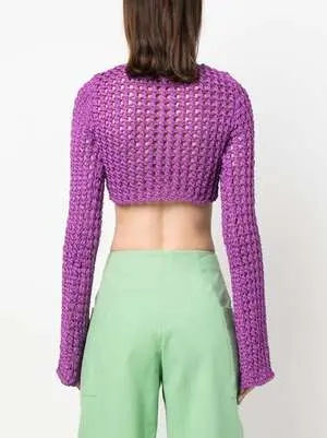 Moschino Open-knit Cropped Top - Purple
