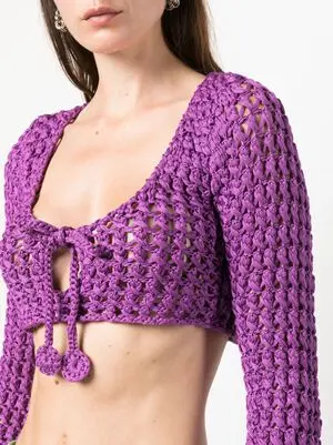 Moschino Open-knit Cropped Top - Purple