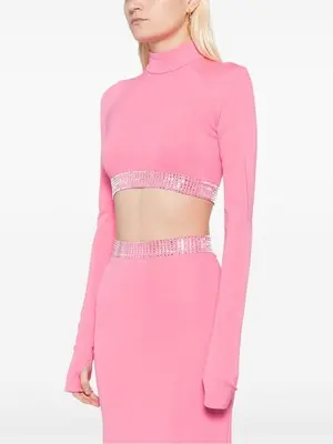 David Koma Rhinestone-embellished Crop Top