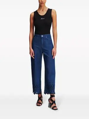 Karl Lagerfeld Broderie Anglaise Cropped Jeans
