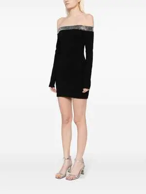David Koma Crystal-embellished Off-shoulder Dress