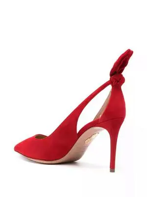 AQUAZZURA Bow Tie 85mm Suede Pumps - Red