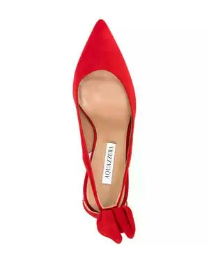 AQUAZZURA Bow Tie 85mm Suede Pumps - Red