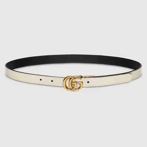 Gucci Gg Marmont Reversible Skinny Belt - Black