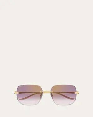 CARTIER Rimless Metal Butterfly Sunglasses - Gold