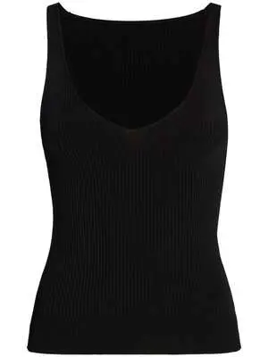 Another Tomorrow Ribbed-knit Tank Top - Black