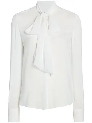 Another Tomorrow Enka®-blend Tie-neck Blouse