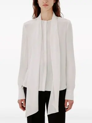 Another Tomorrow Enka®-blend Tie-neck Blouse