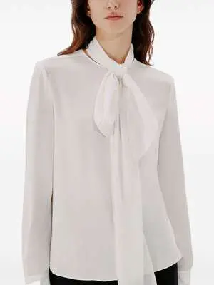 Another Tomorrow Enka®-blend Tie-neck Blouse