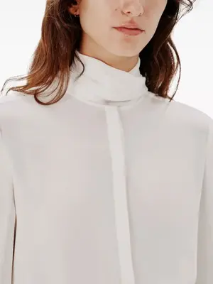 Another Tomorrow Enka®-blend Tie-neck Blouse