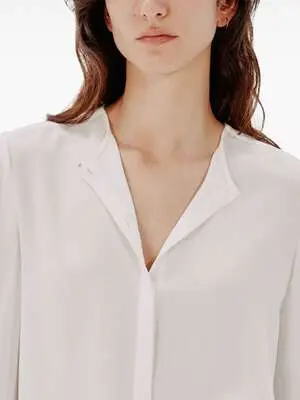 Another Tomorrow Enka®-blend Tie-neck Blouse