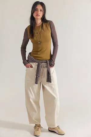 Free People We The Free Silverton Pull-on Barrel Jeans - Ecru