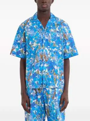 Marni Floral-print Cotton Shirt - Blue