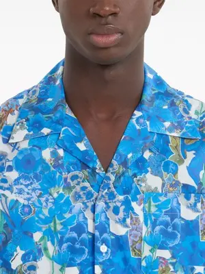 Marni Floral-print Cotton Shirt - Blue