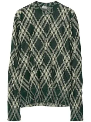 Burberry Plaid Crinkled-effect Jumper - Green