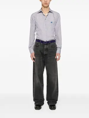Etro Striped Cotton Shirt - Purple