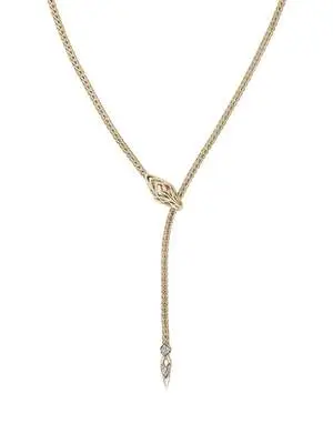 John Hardy 14kt Yellow Naga Lariat Diamond Necklace - Gold