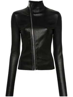 Rick Owens Zip Up Leather Jacket - Black