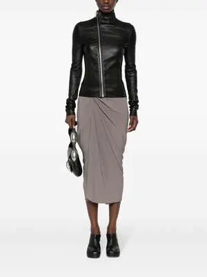 Rick Owens Zip Up Leather Jacket - Black