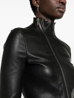 Rick Owens Zip Up Leather Jacket - Black