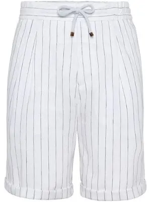 Brunello Cucinelli Striped Linen Shorts - White