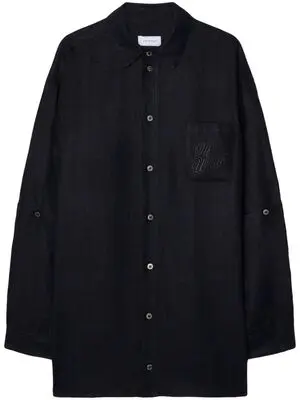Off-White Logo-embroidered Panelled Linen Shirt Jacket