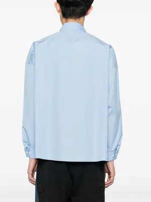 Marni Light Organic Poplin Shirt With Peeping Logo - Blue