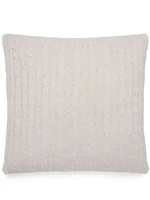 Brunello Cucinelli Cable-knit Sequin-embellished Cushion - Neutrals
