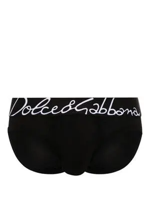 Dolce & Gabbana Logo-waistband Stretch-cotton Briefs - Black