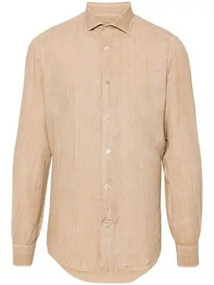 Eleventy Mélange Poplin Linen Shirt