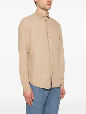 Eleventy Mélange Poplin Linen Shirt