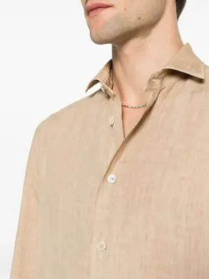 Eleventy Mélange Poplin Linen Shirt